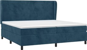 Box spring postel s matrací tmavě modrá 200x200 cm samet 3129115