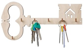 ČistéDřevo Dřevěný věšák na klíče - klíč s domkem