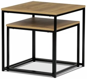Odkládací stolky 2ks MDF divoký dub kov černý lak AF-076 OAK