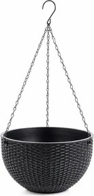 Flamenco Mystique Velký šedý závěsný květináč Rattan Design 26 cm ROS10GRAF