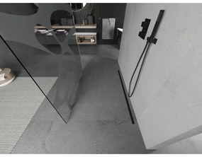 Mexen Kioto, průchozí sprchová zástěna 110 x 200 cm, 8mm sklo čiré/bílý vzor, 2x černá stabilizační rozpěra, 800-110-002-70-97