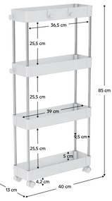 Kondela Pojízdný regál, biela, ALIOL TYP 2