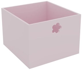 BAMI Dřevěný úložný box do regálu s květinovým výřezem BIBI růžový