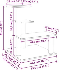Škrabadlo pro kočky se sisalovými sloupky tmavě šedé 61 cm 172087