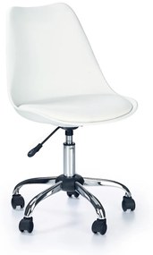 Otočná židle pro mládež na kolečkách Bílá Eko kůže LIBRA