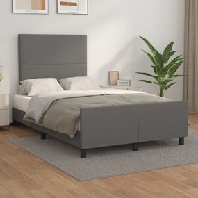 Rám postele s čelem šedý 120x200 cm umělá kůže 3125443
