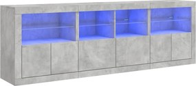 Příborník s LED osvětlením betonově šedý 202 x 37 x 67 cm 3209012
