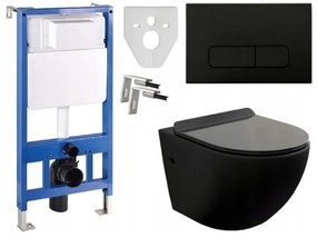 Závěsný set Mexen Fenix + WC Lena Rimless ČERNÁ 48x36 cm + wc sedátko, 60100+3322XX85