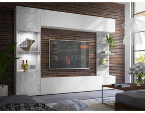 Obývací stěna Alemiko, Osvětlení: osvětlení LED - bílé, Barva dřeva: bílý / beton Mirjan24 5903211167799