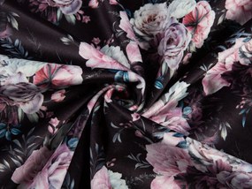 Biante Sametový povlak na polštář Tamara TMR-011 Květiny na černém 45 x 45 cm