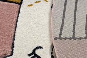 Koberec KIDDO 6106 světle růžový / bílý kruh