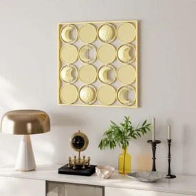 HOMCOM Multidirectional Metal Wall Decoration Moon Phases with 16 disků, zlatá