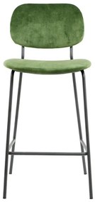 Sametová barová židle EMMA OLIVE GREEN