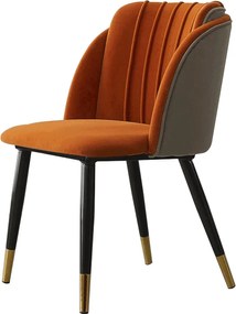 Tempo Kondela Designová jídelní židle KIRIA, terakota, šedá Velvet látka/černý kov