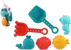 TEDDIES Sada na písek 4 ks / Lopatka, hrabičky, 2 formičky / Plast / V