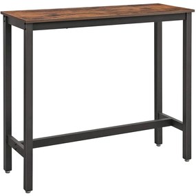 Barový stůl, ocelový rám, vintage hnědý a černý