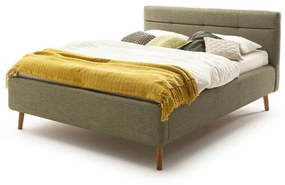Zelená čalouněná dvoulůžková postel s úložným prostorem s roštem 180x200 cm Lotte - Meise Möbel