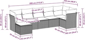 7dílná zahradní sedací souprava a podušky světle šedá polyratan 3249811
