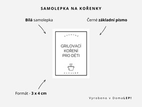 GRILOVACÍ KOŘENÍ PRO DĚTI - Samolepka na kořenky 3 x 4 cm - DomaLEP varianta: BÍLÁ - základní písmo