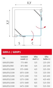 Roth ELEGANT LINE GBL+GDOP1 Sprchový kout čtvercový 100x100 cm GBL1/1000_GDOP1/1000