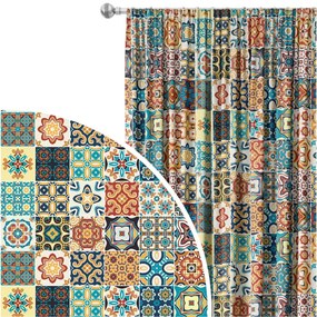 Záclona na žabky Hispánská arabeska - motiv inspirovaný keramikou v patchworkovém stylu