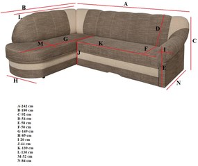 Rozkládací sedačka POPPI s úložným prostorem - cappucino / světle béžová, levá