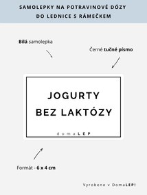 JOGURTY BEZ LAKTÓZY - Samolepka s rámečkem na dózy do lednice, 6 x 4 cm