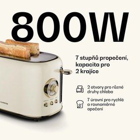 Klarstein Victoria toustovač | 2-slotový toustovač | 800 W | 7 stupňů opečení | držák na housky