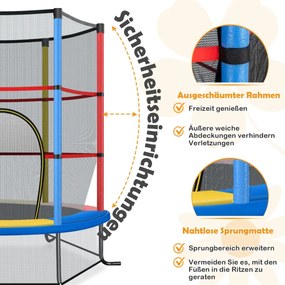Costway Zahradní trampolína Ø 140 cm s ochrannou sítí trampolína pojme – barvitý
