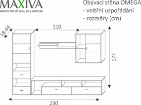 MAXIVA Obývací stěna - OMEGA, bílá/černá