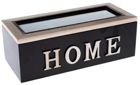 Dřevěný box na čajové sáčky HOME, 23 x 10 x 8 cm