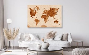 Obraz na korku mapa světa v retro provedení