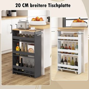 Costway Vozík do výklenku 20 cm široký 4patrový kuchyňský vozík úzká výklenková