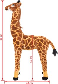 vidaXL Stojící plyšová hračka žirafa hnědá a žlutá XXL [91336]