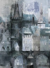 Obraz Staré Město pražské Blue Velikost (šířka x výška): 120x50 cm