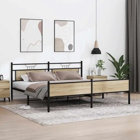 Kovový rám postele bez matrace dub sonoma 193 x 201 cm 3325127