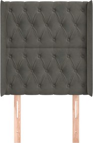 Čelo postele typu ušák tmavě šedé 83x16x118/128 cm samet 3119947