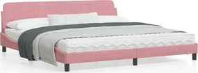 vidaXL Rám postele s čelem 200 x 200 cm samet [373253] Barva: Růžová