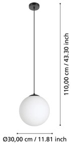 Závěsné světlo Rondo 3, Ø 30cm, černá