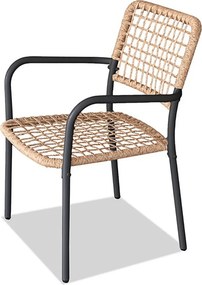 Zahradní set 1+2, stůl, židle umělý ratan barva přírodní, kov antracit (60 x 60) cm