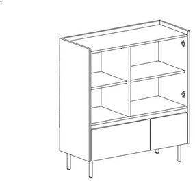 Malá kombinovaná komoda Hailee - zelená/dub písečný