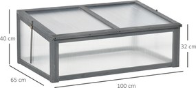 Outsunny dřevěný chladicí rám, mini skleník 100 x 65 x 40 cm, skleník s krytem, UV ochrana, průsvitný chladicí rám, zimní vyvýšený záhon na zahradu, …