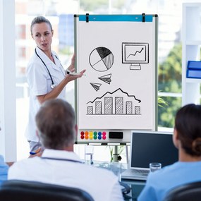 Costway Stojan na flipchart na kolečkách s magnety a fixy, výškově nastavitelná