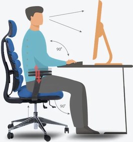 MERCURY Ergonomická kancelářská židle WORKEASE - modrá látka