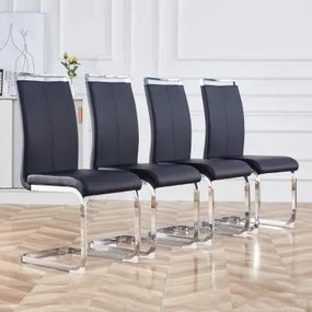 Aosom Jídelní židle, sada 4 kusy, kovový rám, ergonomický design, 43x54x100 cm, černá