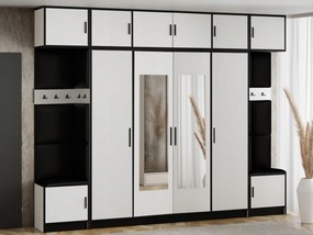 Šatní skříň s nástavcem ROJ 17 bílý + ecoskóra černý