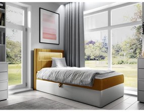 Kontinentální jednolůžková postel Junior Ribezo 1, Strana: levá, Rozměr postele: 100x200, Barva:: ekokoža Soft 017 (biała) + Fresh 14