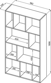 Knihovna v dekoru dubu 98x181 cm Toronto - TemaHome