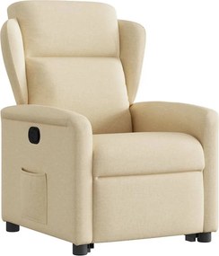 Zvedací polohovací křeslo krémové textil 3303142