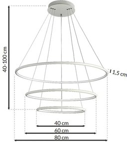 Závěsné LED svítidlo Orion, 3x LED 99w, 3000k, w